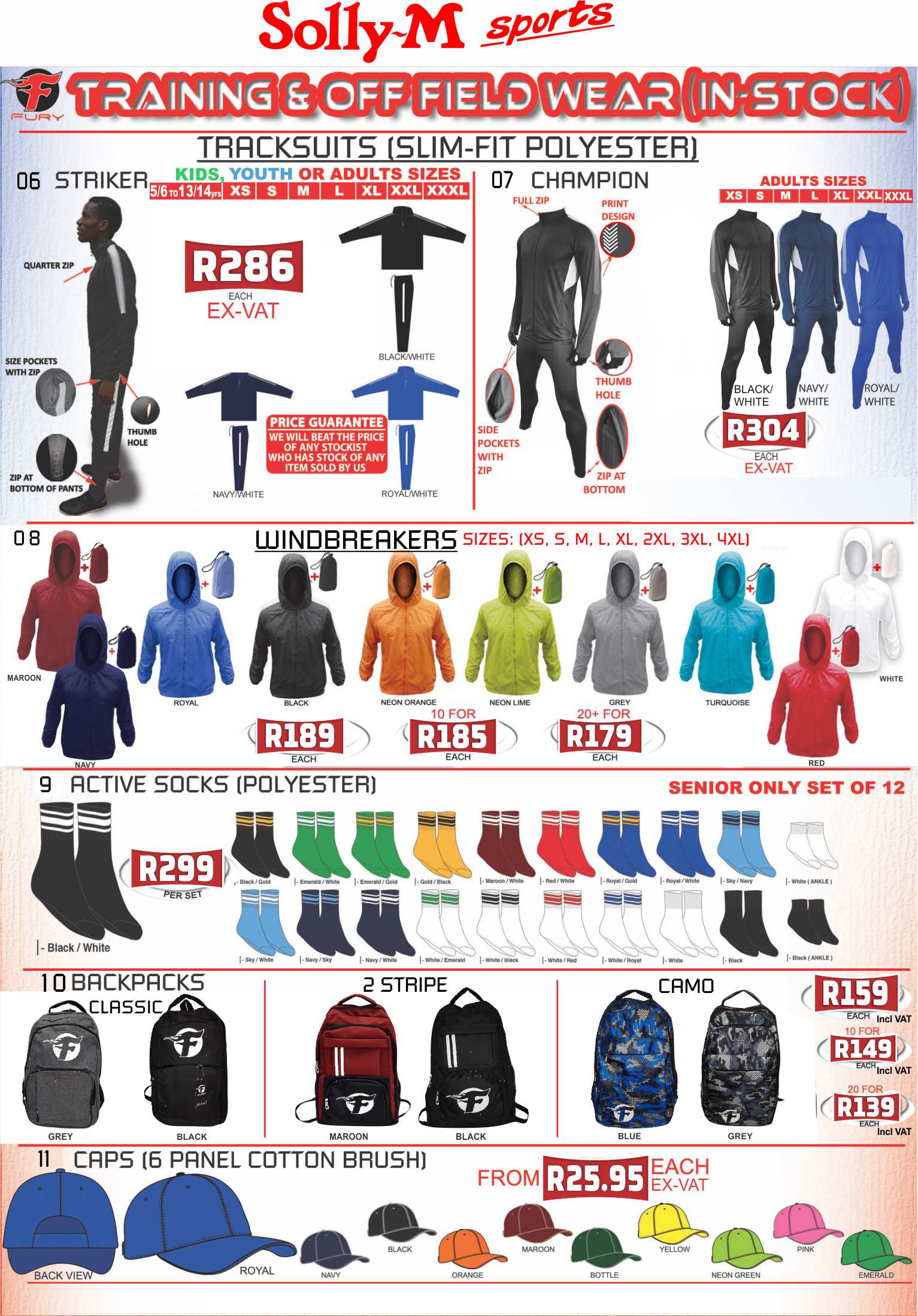 Football Training & Off-Field Wear | Solly M Sports Online Store