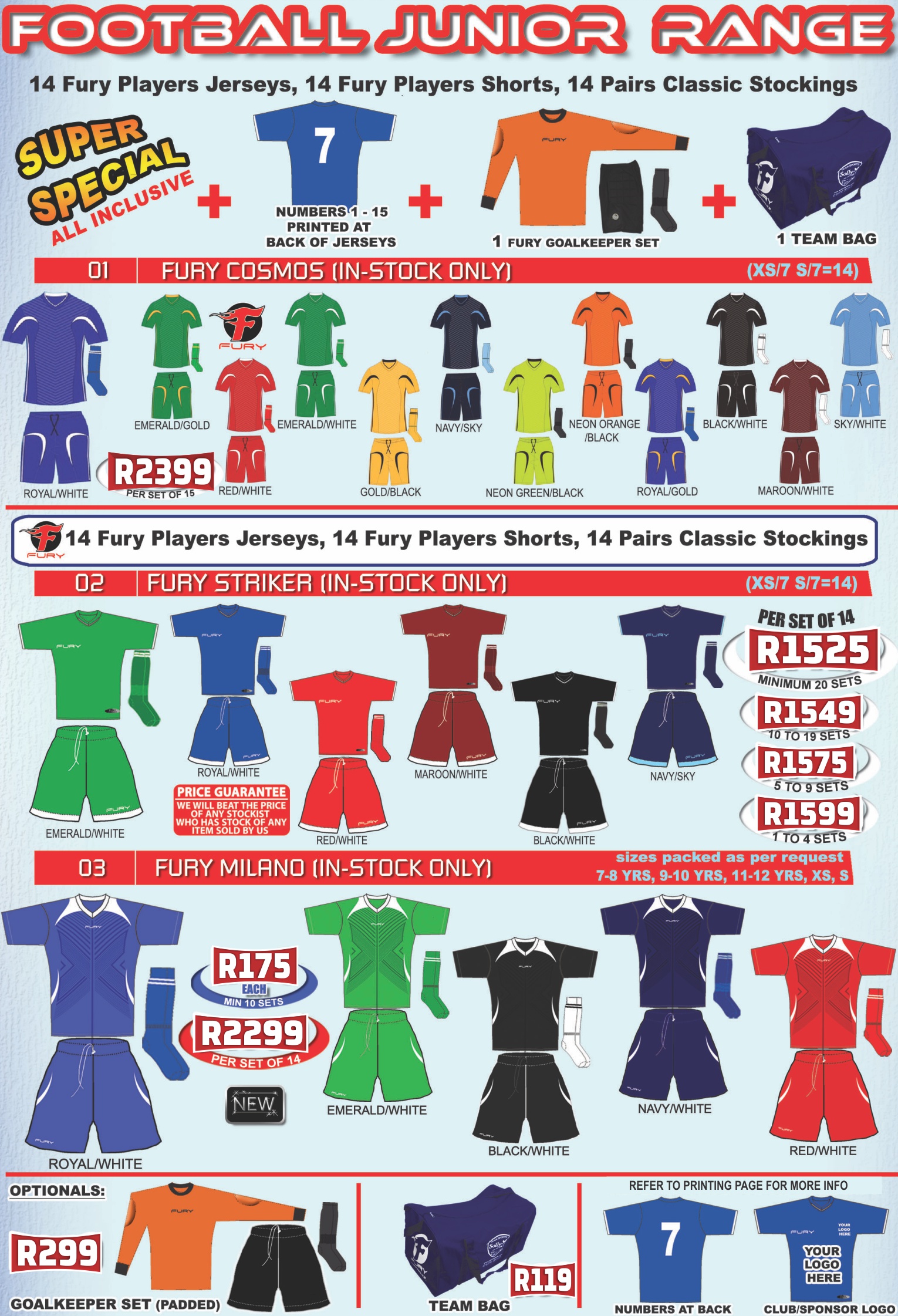 Fury Football Kits | Solly M Sports Online Store