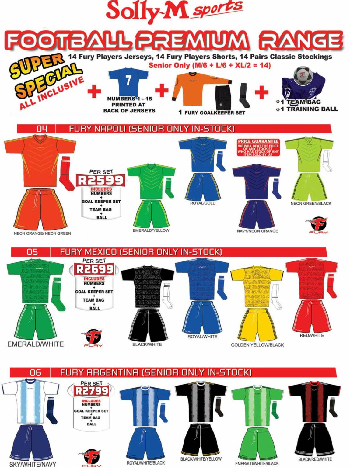 Fury Football Kits | Solly M Sports Online Store